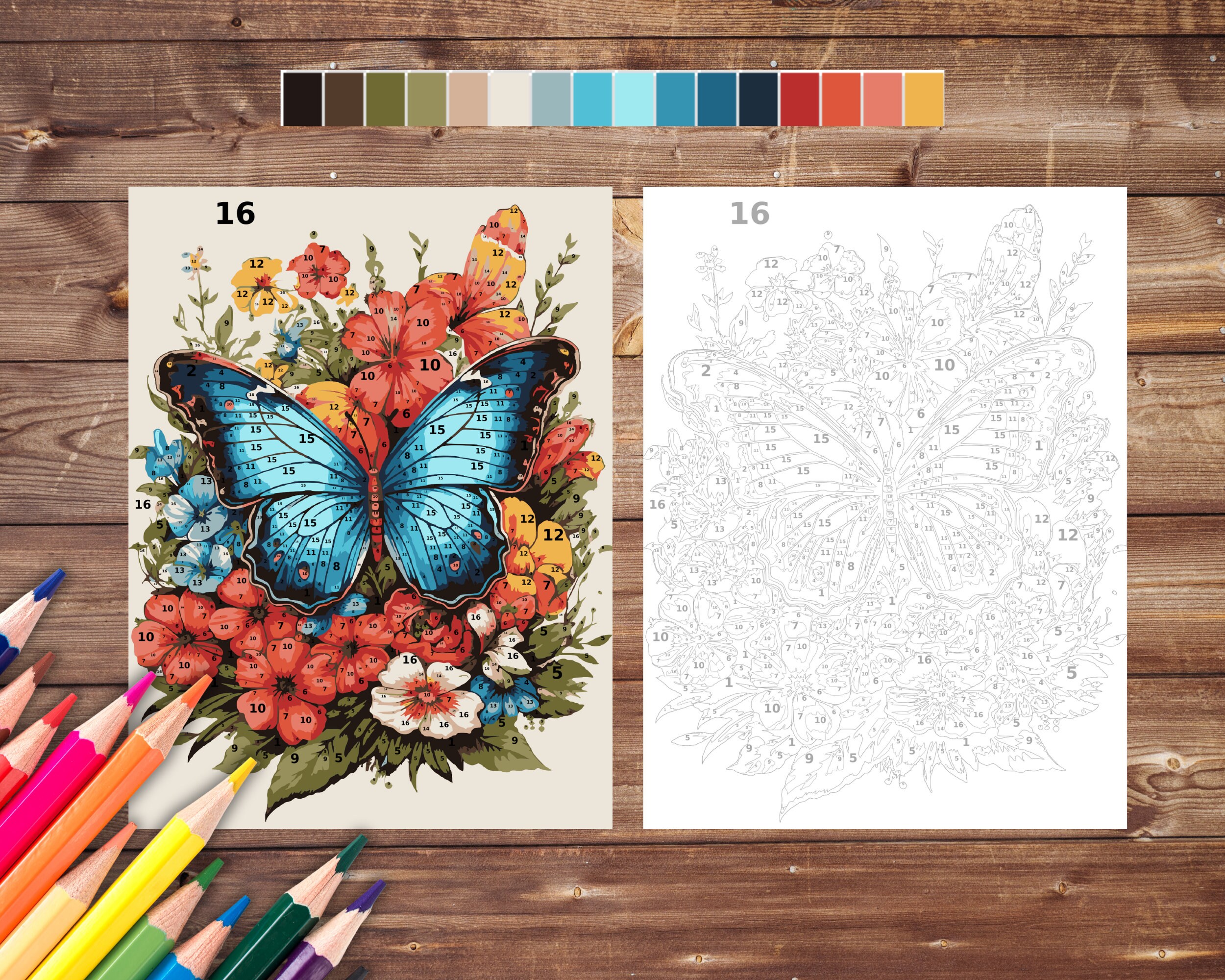Color by Number for Adults, Butterfly Paint by Number, Printable ...