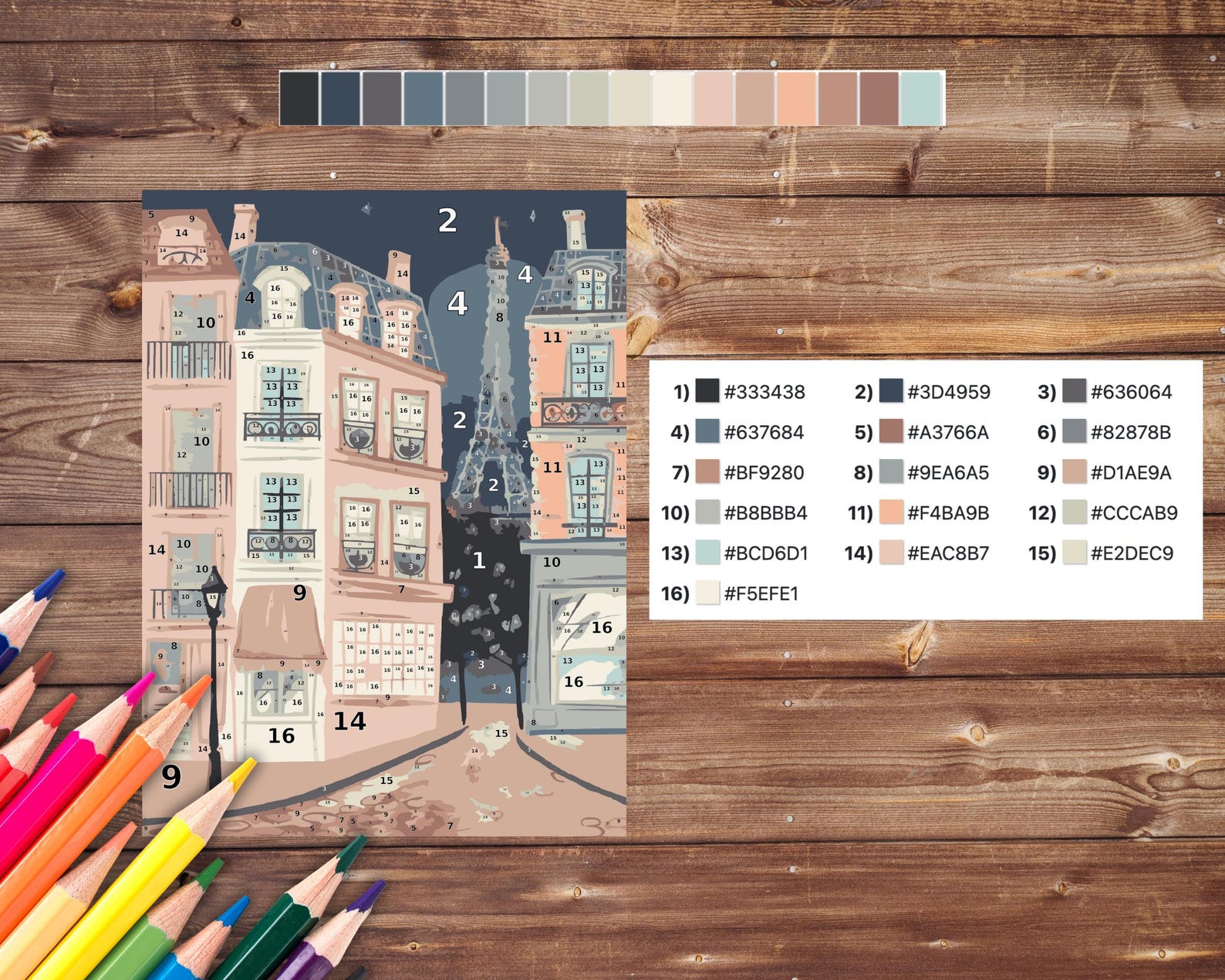 Bohemian Paris Color by Number for Adults, Pastel Cityscape Street ...