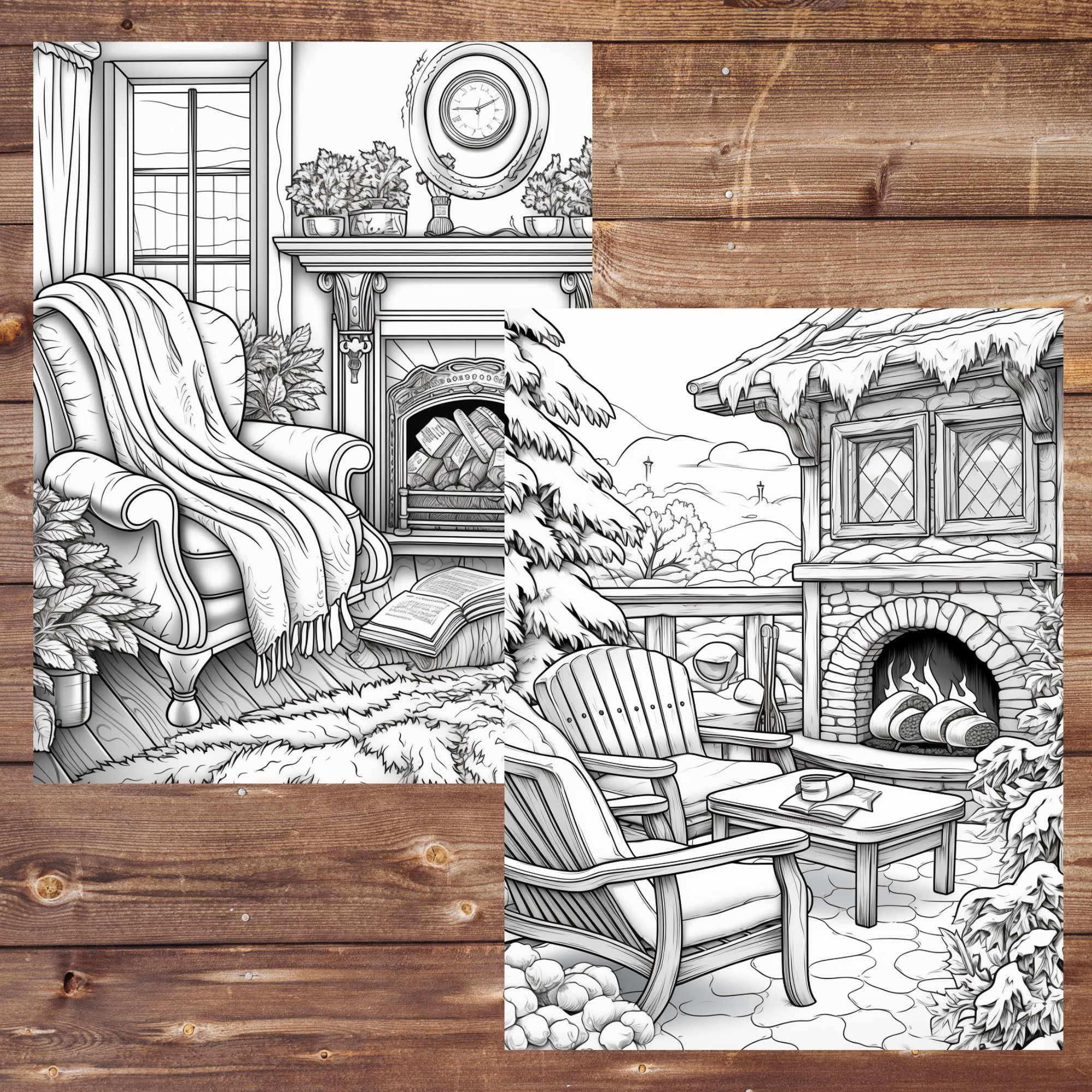 30 Winter Wonderland Coloring Book, Grayscale Printable PDF Winter ...