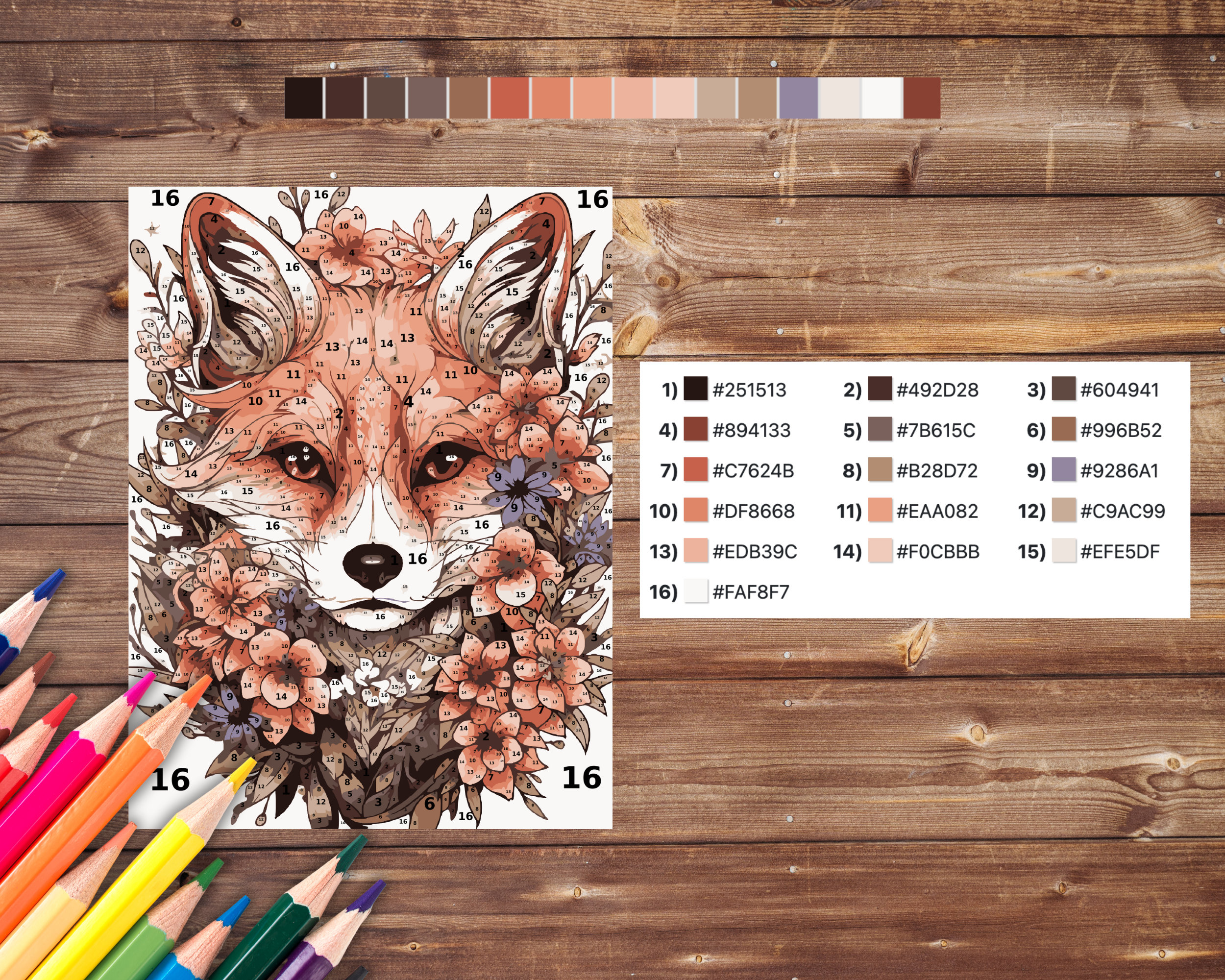 Color by Number for Adult, Fox Paint by Number, Printable Coloring ...