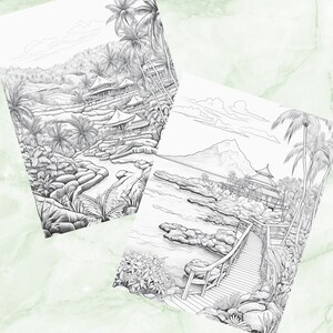 30 Bali Coloring Book, Grayscale Travel Destinations Coloring for ...