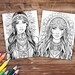 40 Native American Women Coloring Book, Grayscale Fantasy Beautiful ...