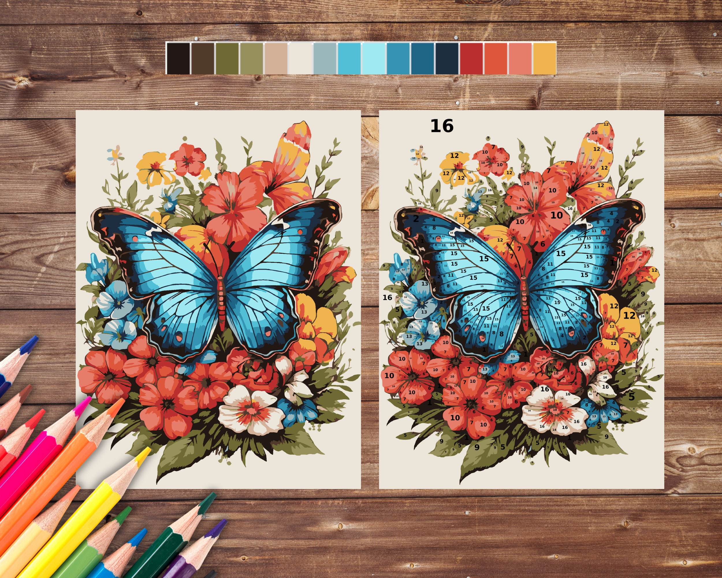 Color by Number for Adults, Butterfly Paint by Number, Printable ...