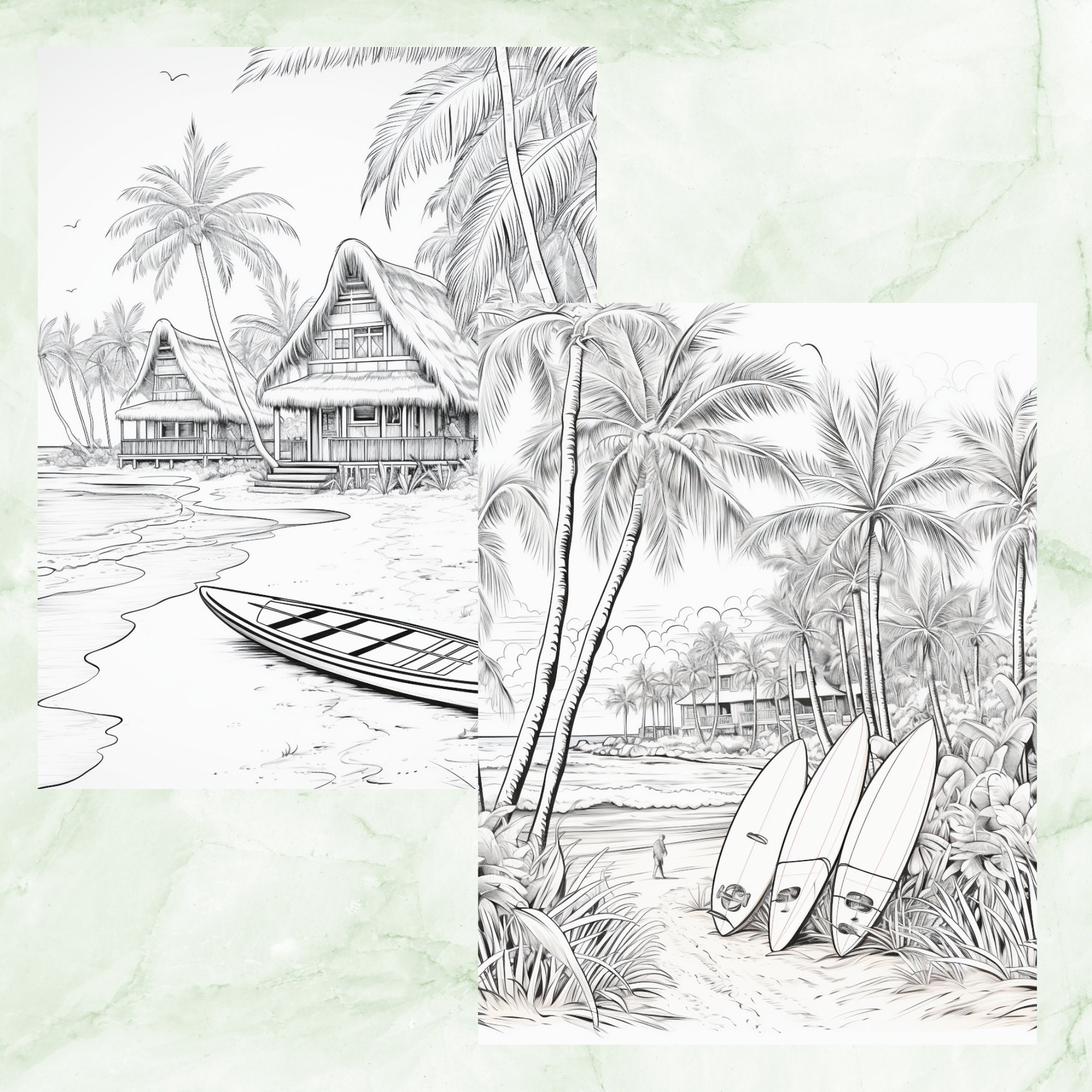 30 Bali Coloring Book, Grayscale Travel Destinations Coloring for ...