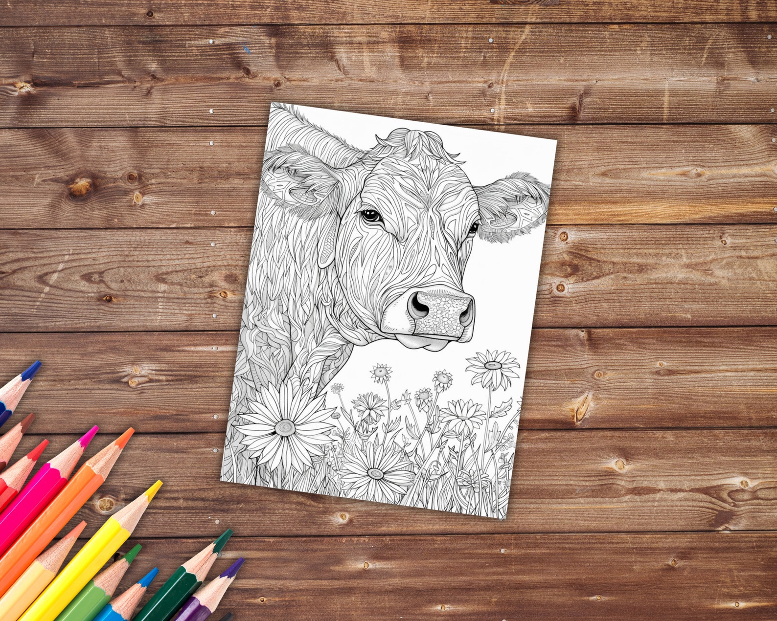 30 Summer Animals Coloring Book, Grayscale Animals and Flowers Coloring ...