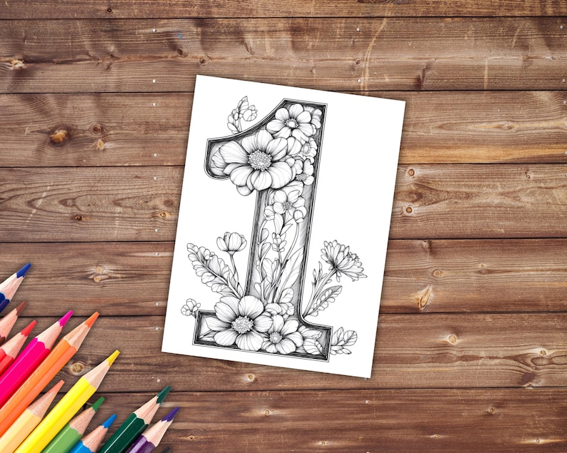 30 Numbers Coloring Book, Grayscale Numbers Coloring Pages for Adults ...