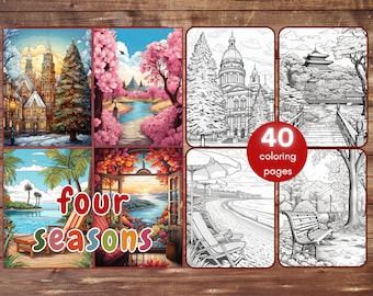 New : Four Seasons Coloring Book - Etsy Canada
