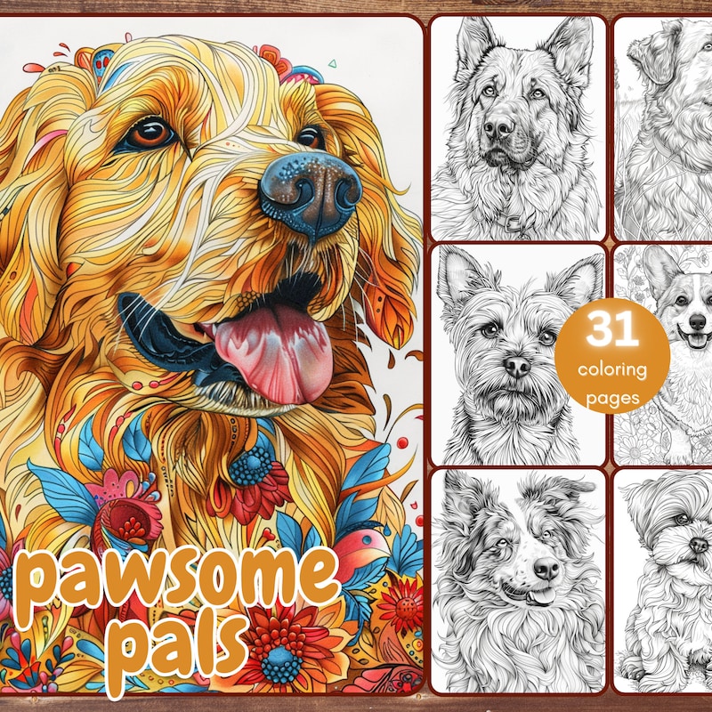 Christmas Dogs Coloring - Etsy