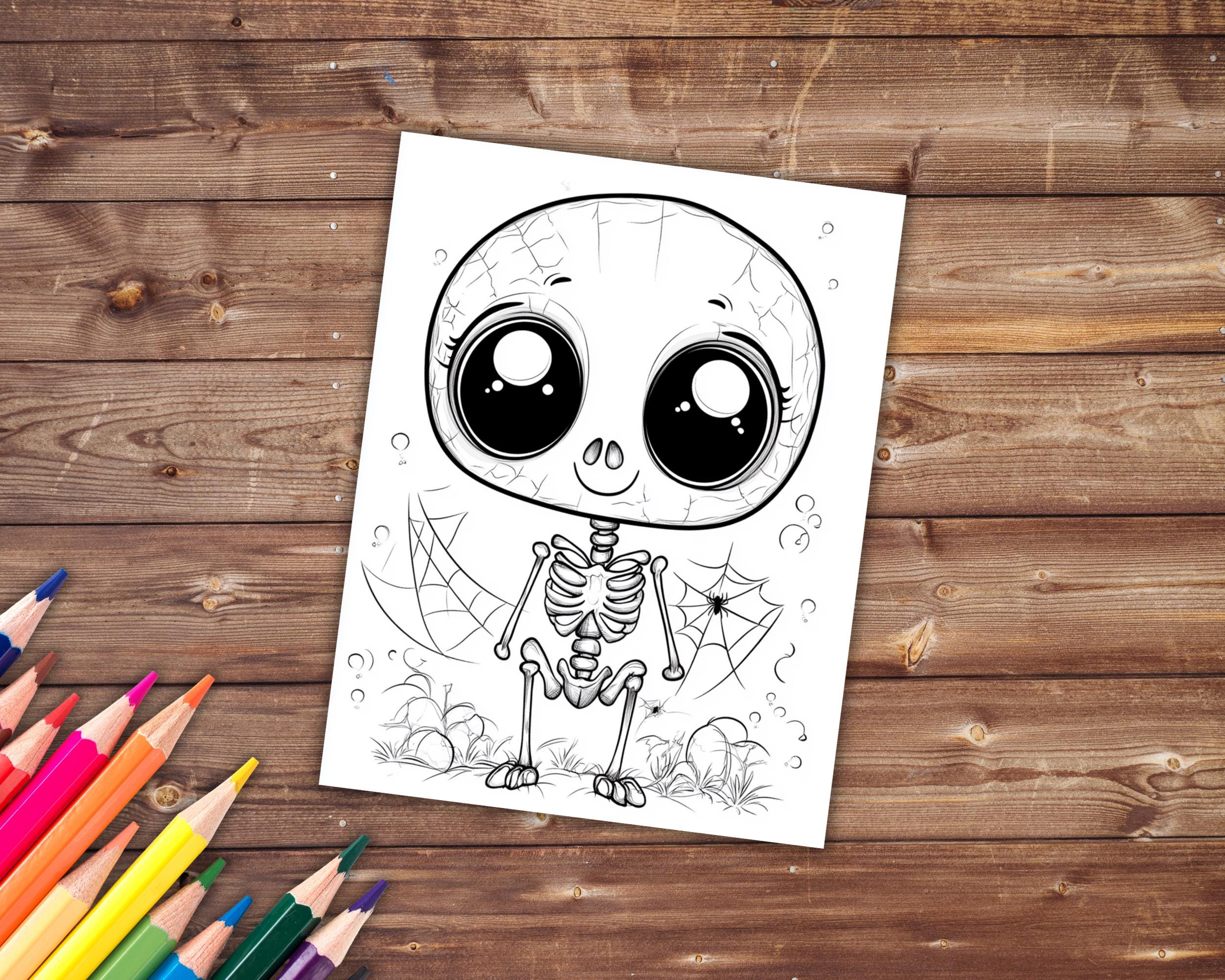 31 Cute Kawaii Halloween Coloring Book, Simple Cozy Halloween Coloring ...