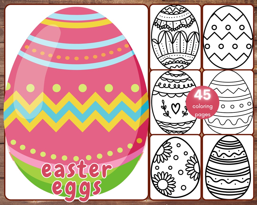45 Easter Eggs Coloring Book, Pattern Coloring Pages for Adults and ...