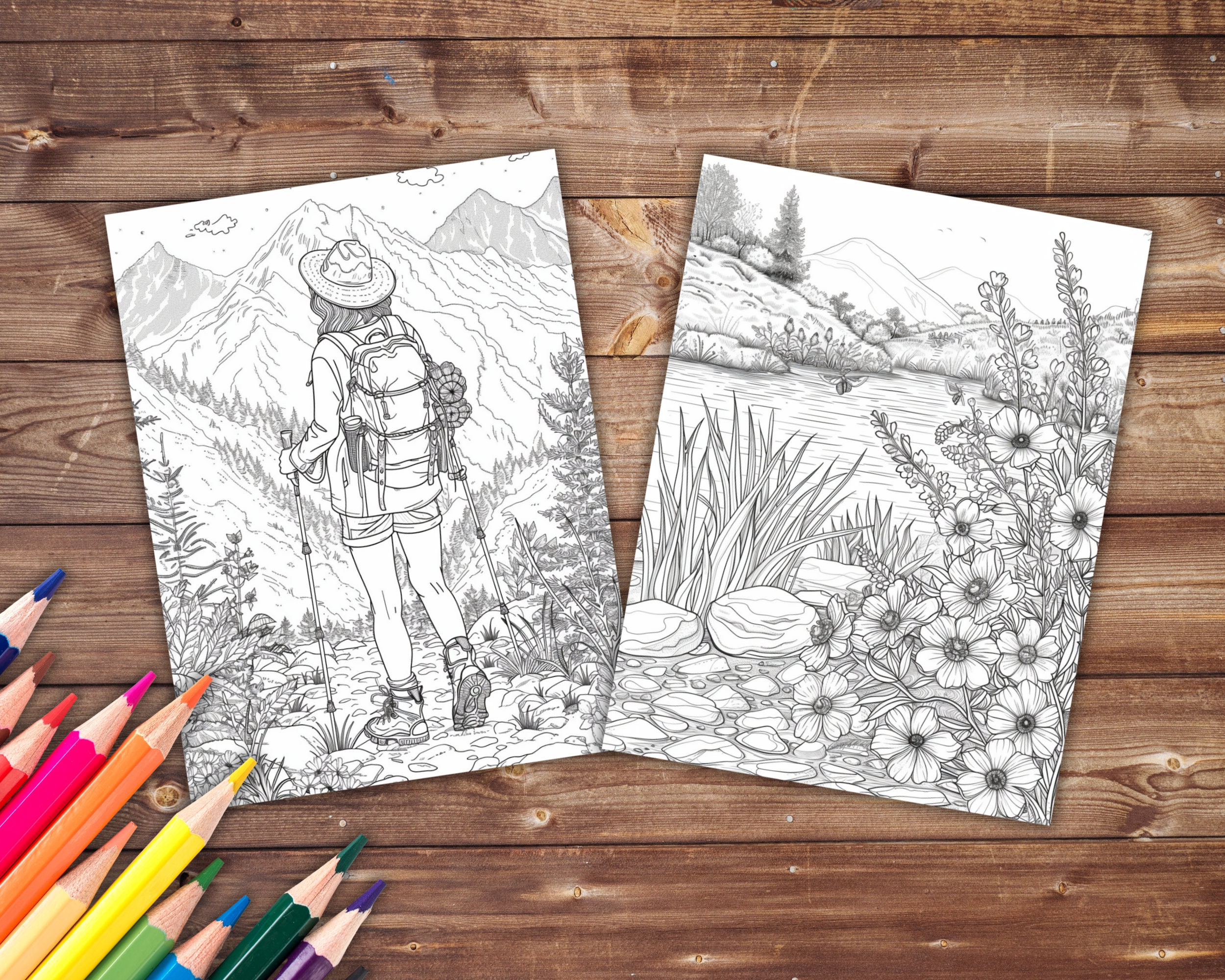 120 4 Seasons Bundle Coloring Book, Grayscale Winter Spring Summer ...