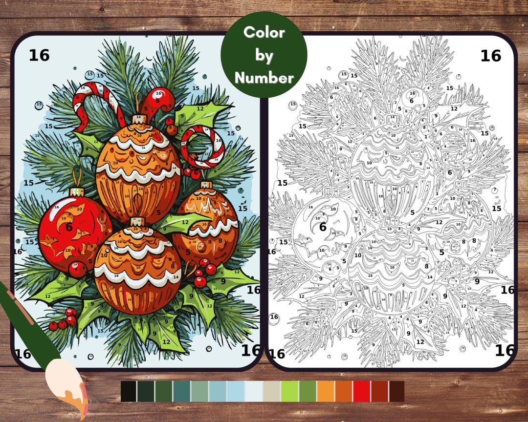 Ornament Color by Number for Adult, Christmas Bauble Paint by Number ...