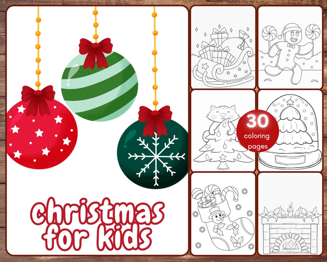 30 Christmas Coloring Book, Christmas Coloring Pages for Kids ...