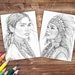 40 Native American Women Coloring Book, Grayscale Fantasy Beautiful ...