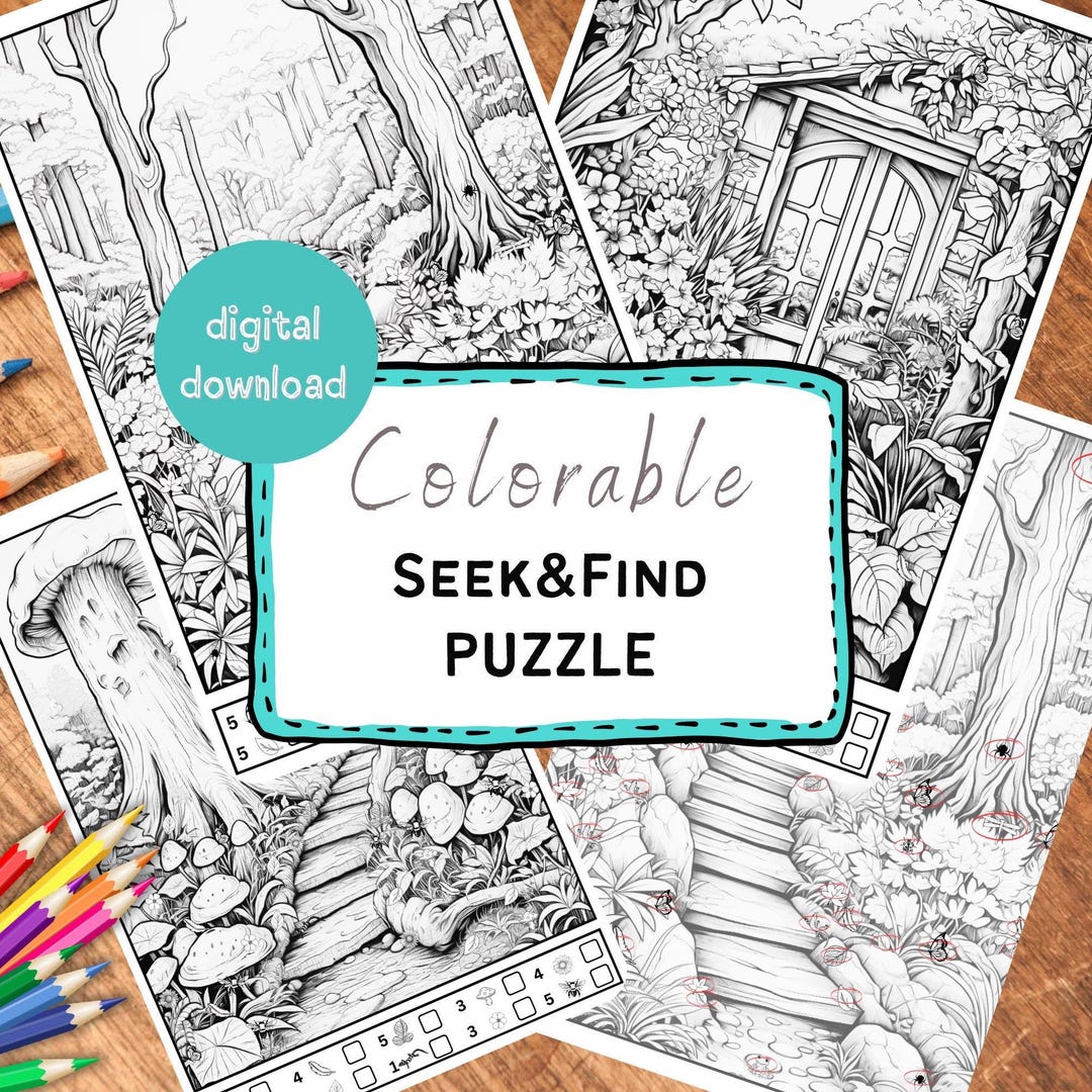 Colorable Hidden Objects Puzzle, Printable Seek and Find Game, Kids ...