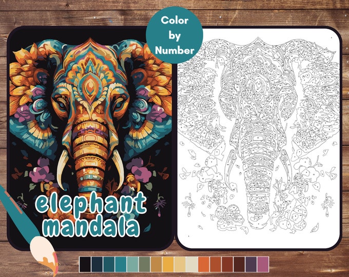 Color by Number for Adult, Mandala Flower, Paint by Number Printable ...