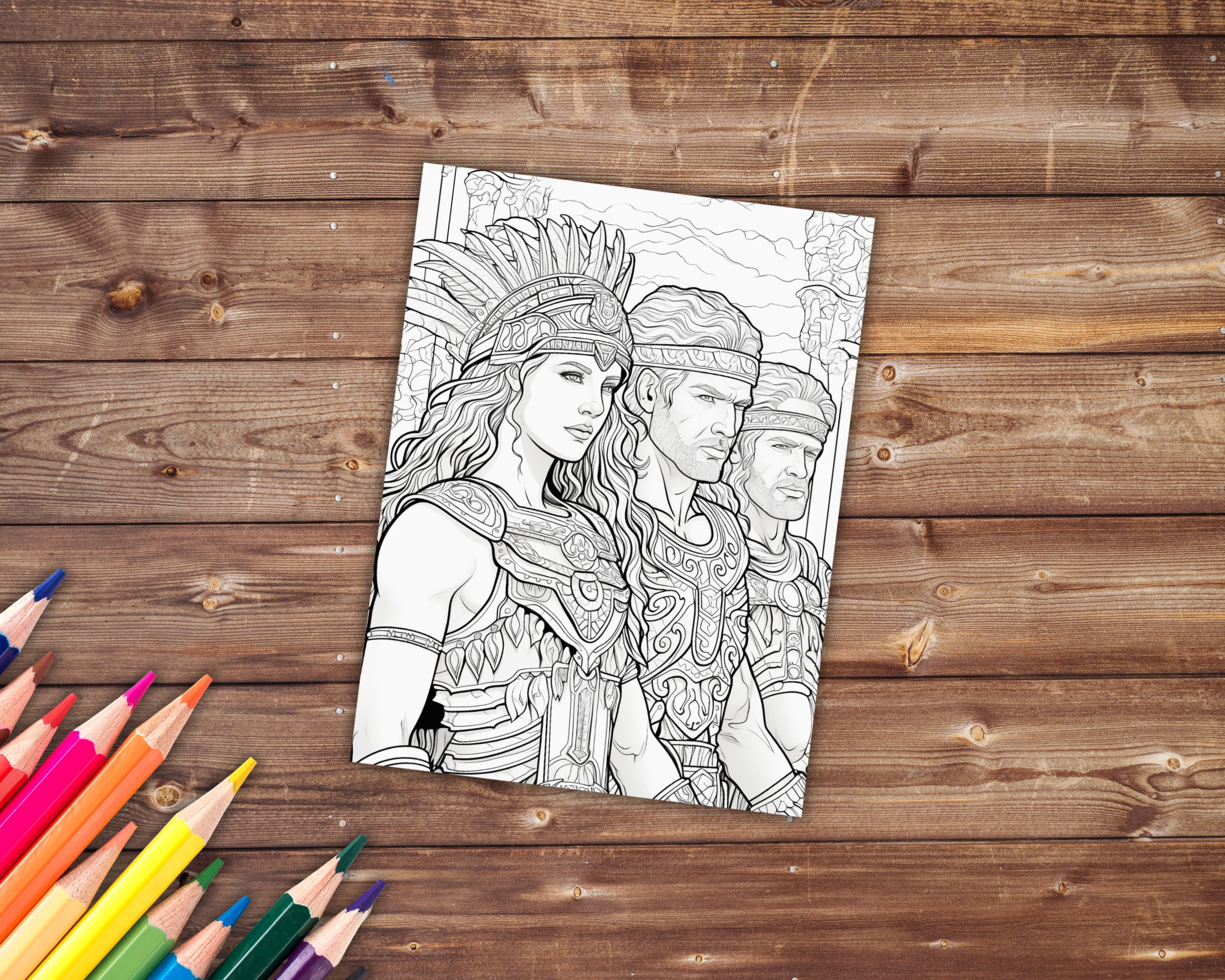 30 Sculptures Coloring Book, Grayscale Ancient Greek Mythology Coloring ...