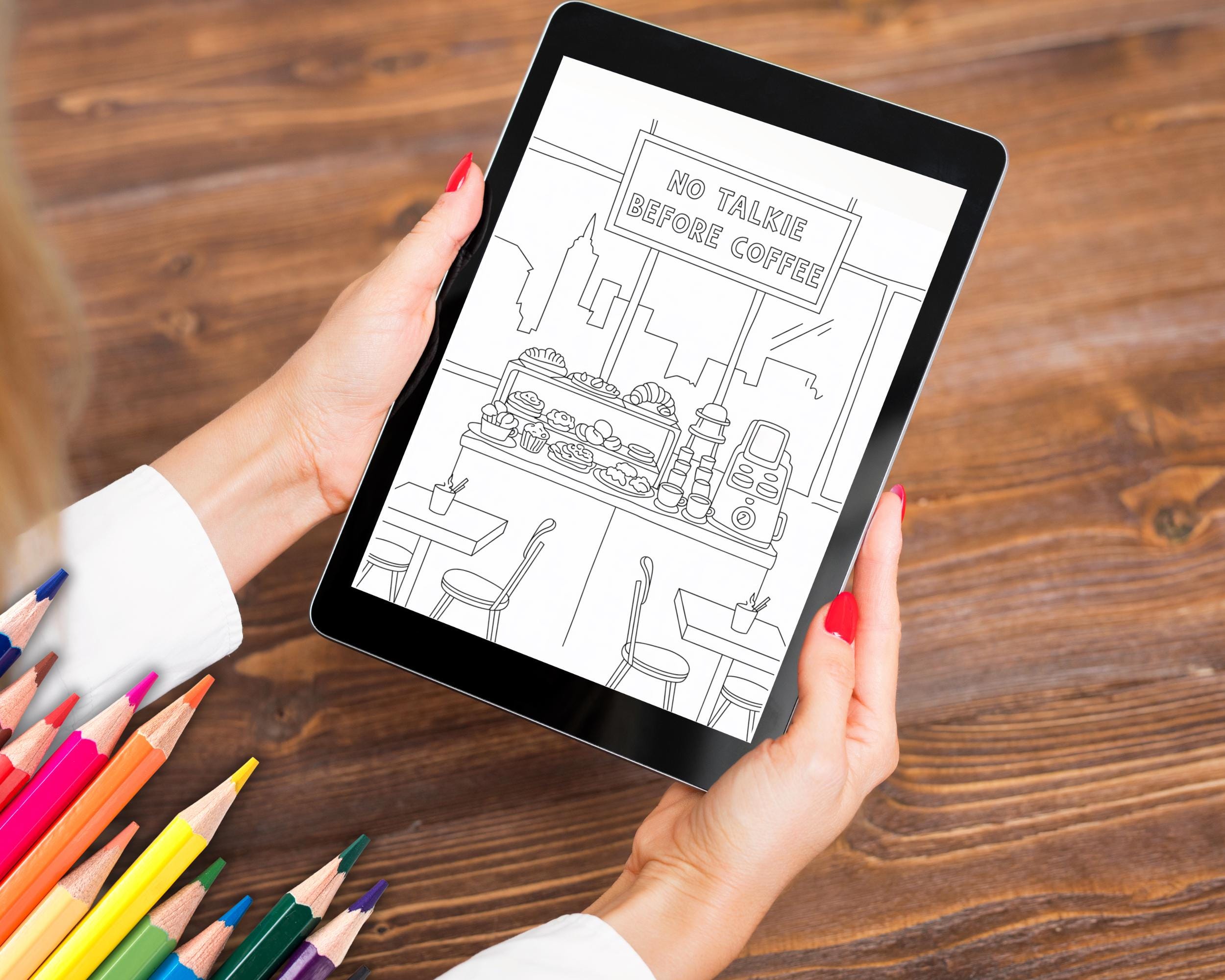 90 Cozy Coffee Shop Scenes Bundle Coloring Book, Easy Cozy Cafe Moments Coloring Pages, Cafe ...