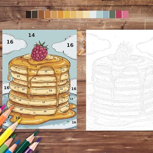 Pancake Stack Color by Number for Adults, Food Paint by Number ...