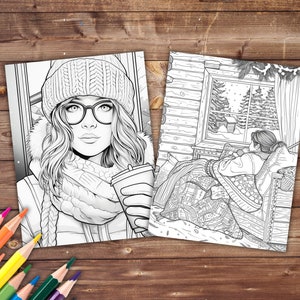120 4 Seasons Bundle Coloring Book, Grayscale Winter Spring Summer ...