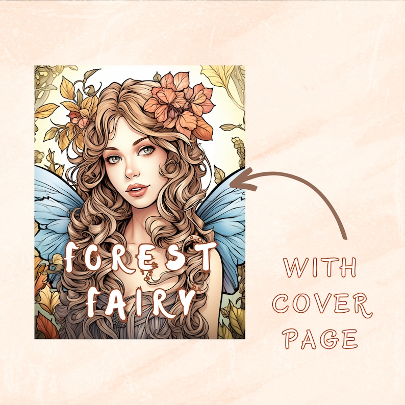 30 Forest Fairy Coloring Book, Grayscale Fantasy Printable Beautiful ...
