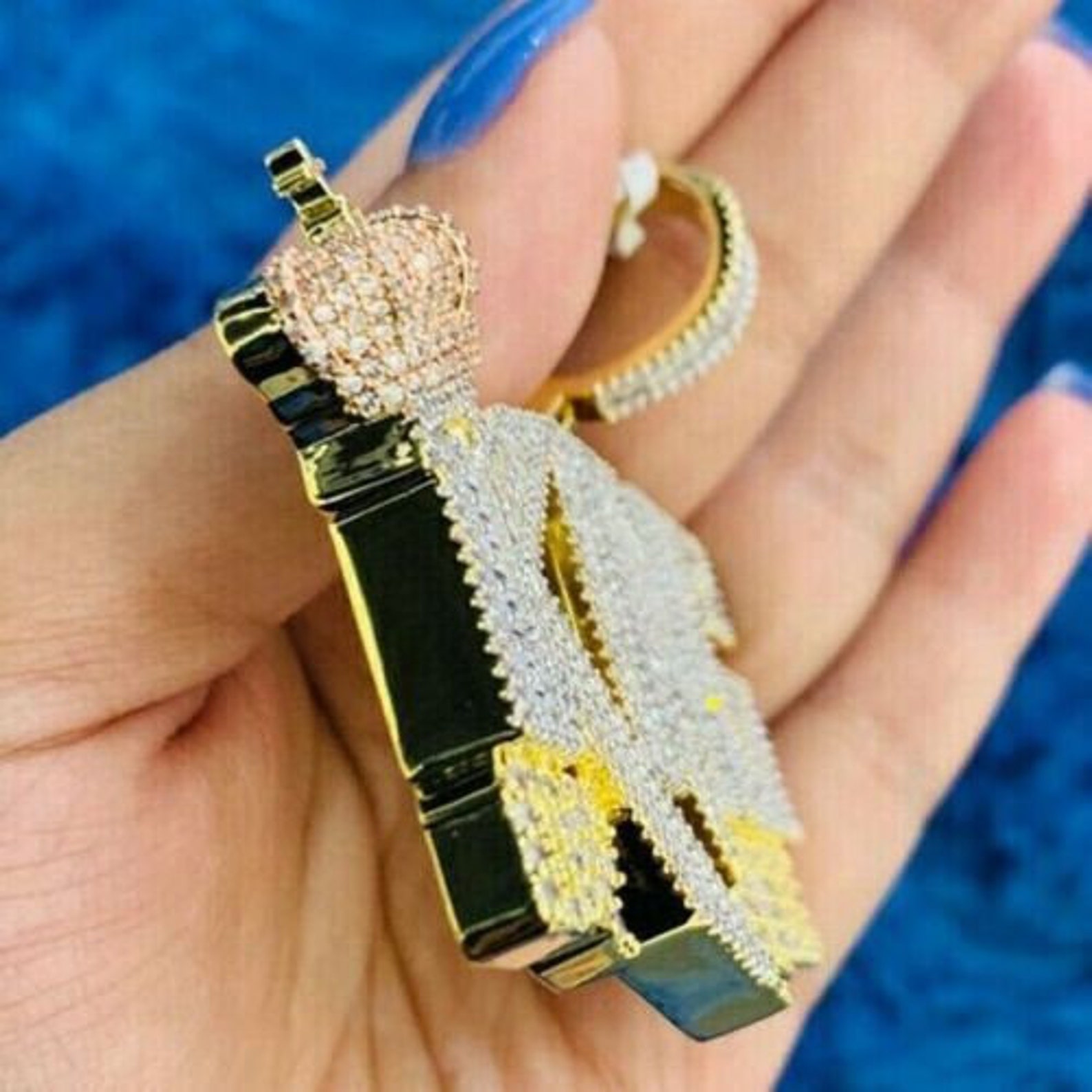 5.50ct Baguette Cut Simulated Diamond King of King Customize Pendant ...