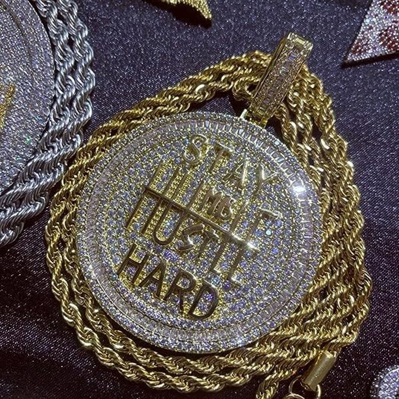 Stay Humble-hustle Hard Encourage Pendant Necklace, Hip Hop Charm ...