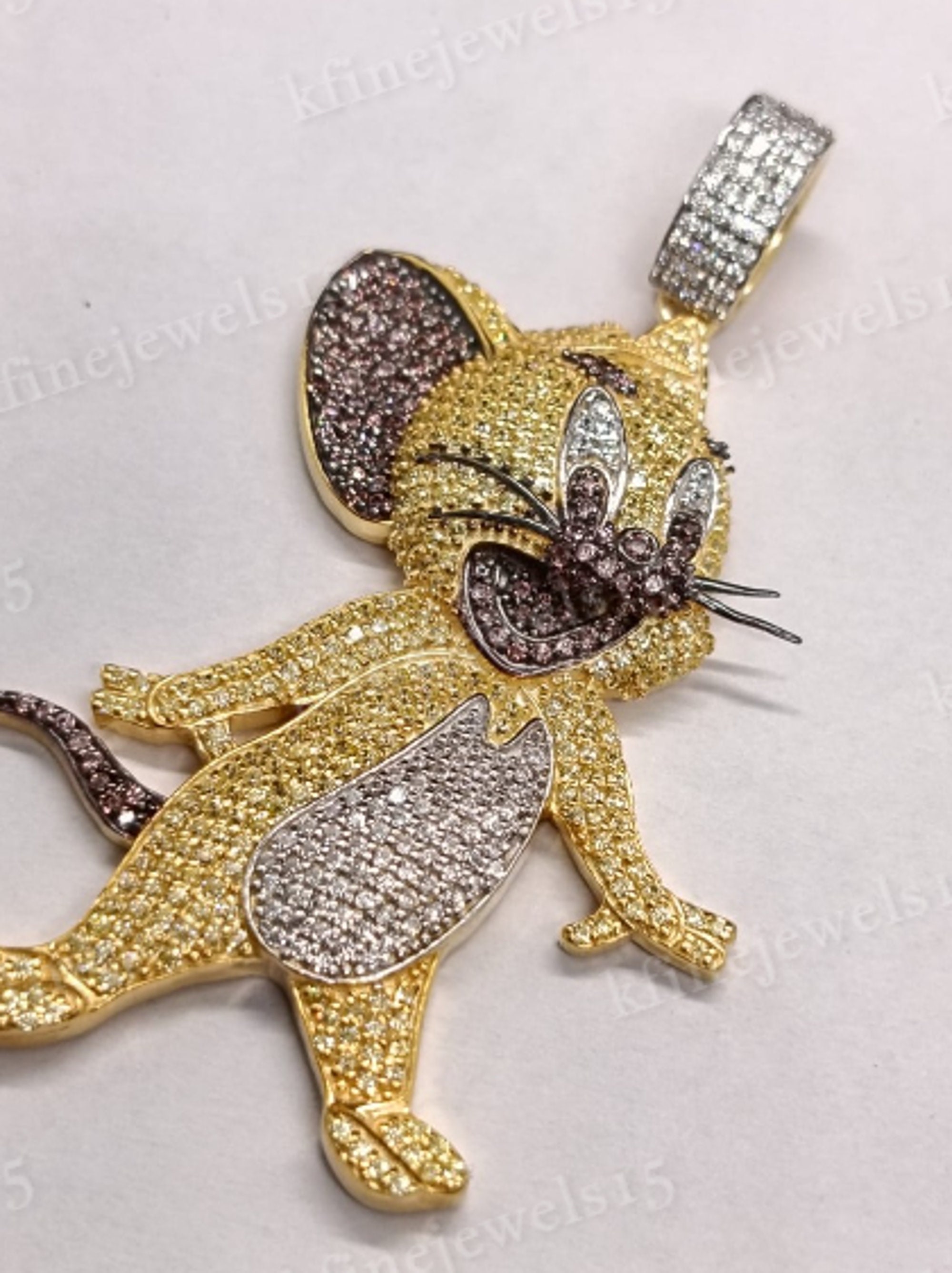 Diamond Jerry Mouse Cartoon Men's Pendant, Custom Cartoon Pendant, Men ...