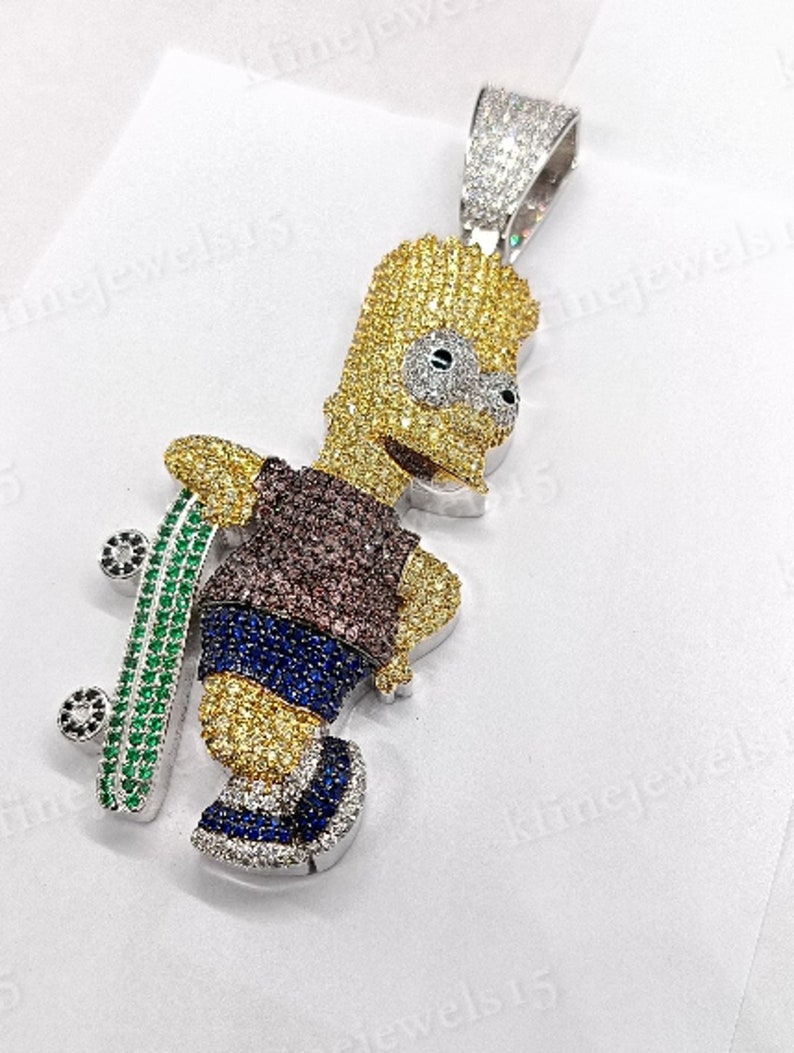 925 Silver 14K Gold Plated Cartoon Men's Pendant, Custom Cartoon ...