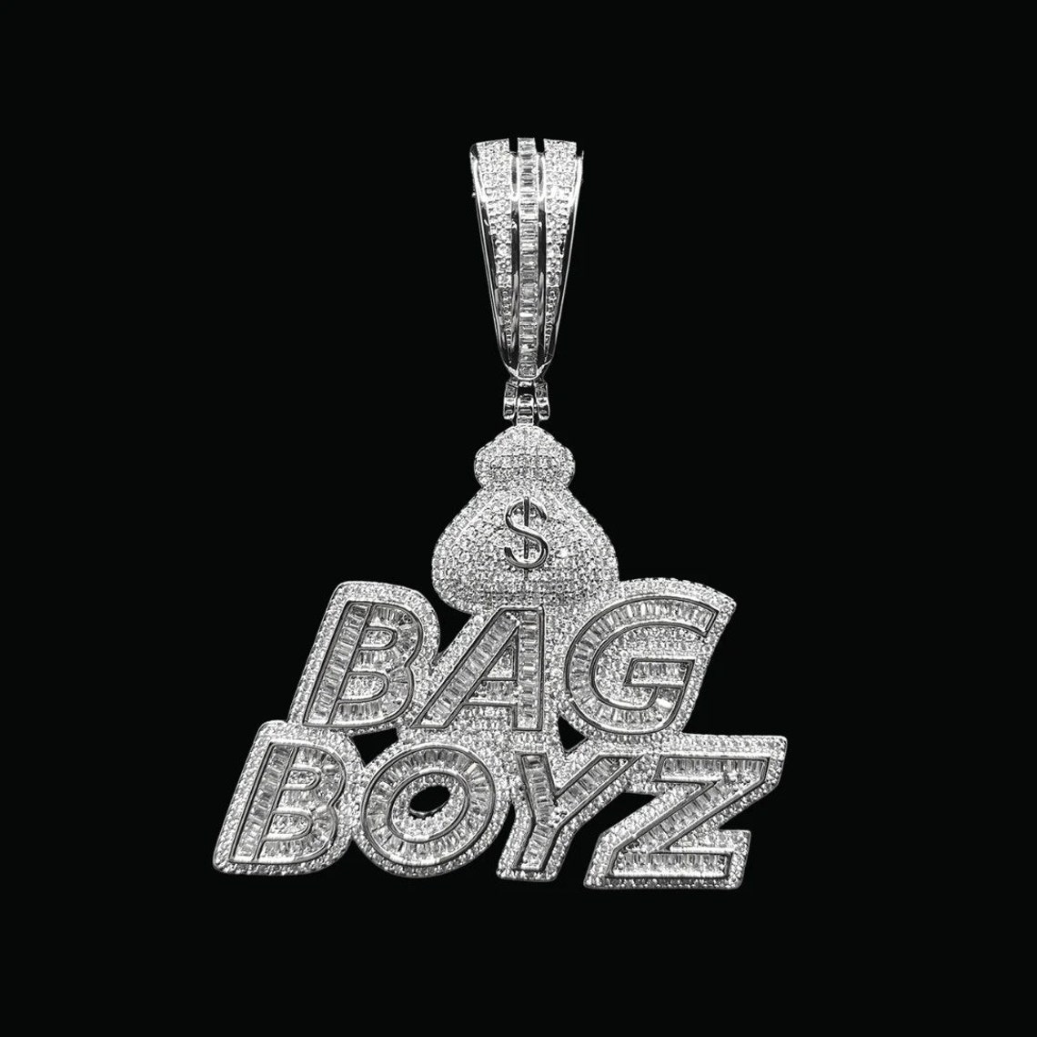 BAG BOYZ With MONEYBAG Diamond Pendant Baguette & Round Cut - Etsy