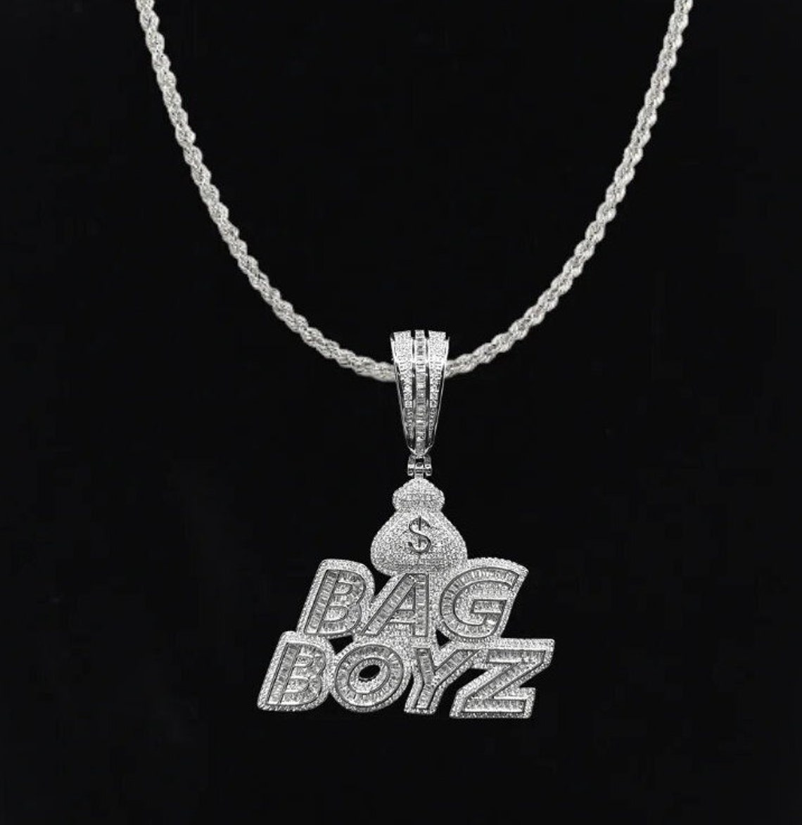 BAG BOYZ With MONEYBAG Diamond Pendant Baguette & Round Cut - Etsy