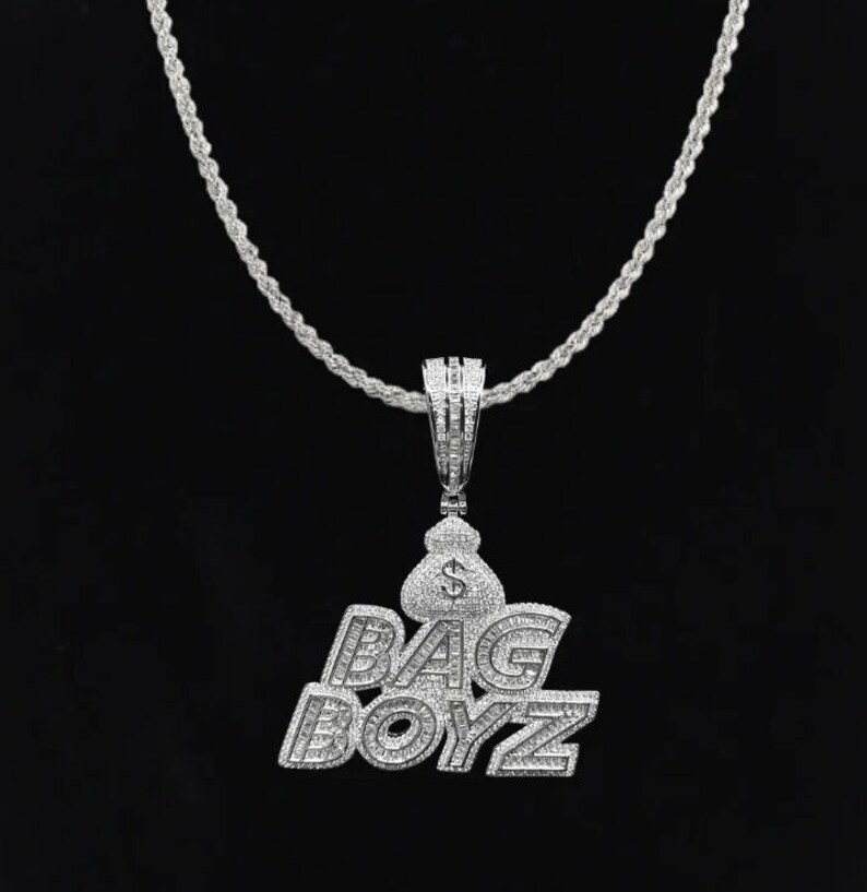 BAG BOYZ With MONEYBAG Diamond Pendant, Baguette & Round Cut Diamond ...