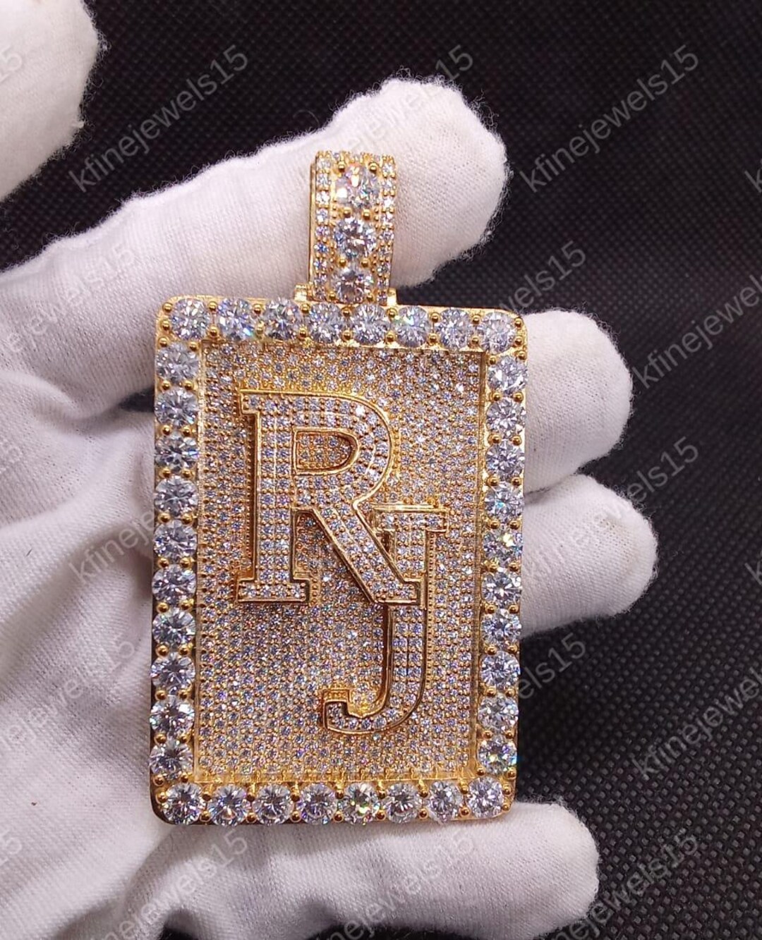 Custom Men's Name Letter Pendant, 3D Word Pendant, 925 Sterling Silver ...