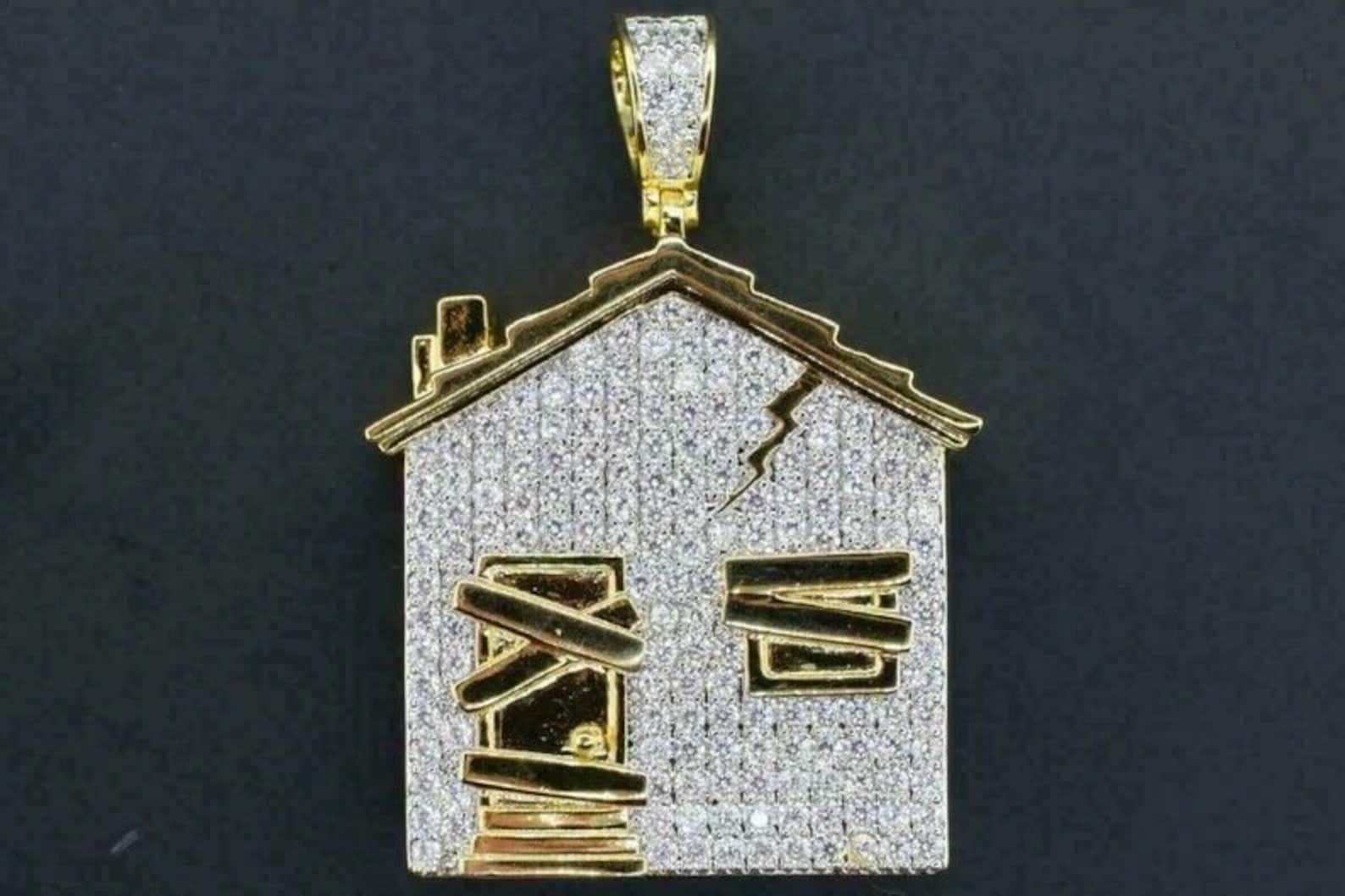 Round Cubic Zirconia Diamond, Mens HOUSE Pendant,hip Hop House Trap ...
