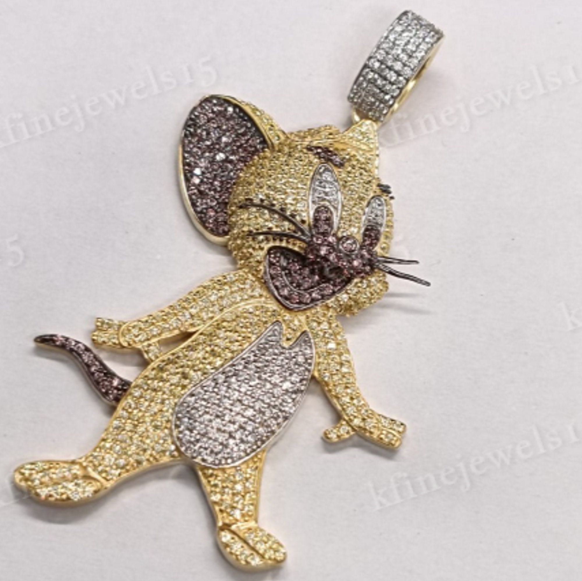 Diamond Jerry Mouse Cartoon Men's Pendant, Custom Cartoon Pendant, Men ...