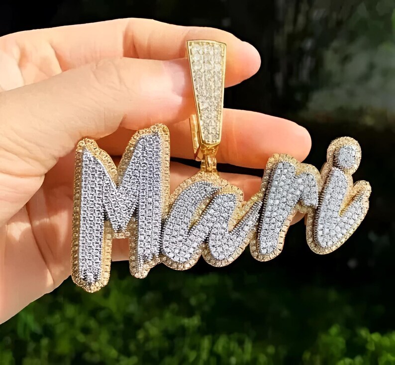 Custom "mari" Pendant,925 Sterling Silver,round Cubic Zirconia Diamond ...