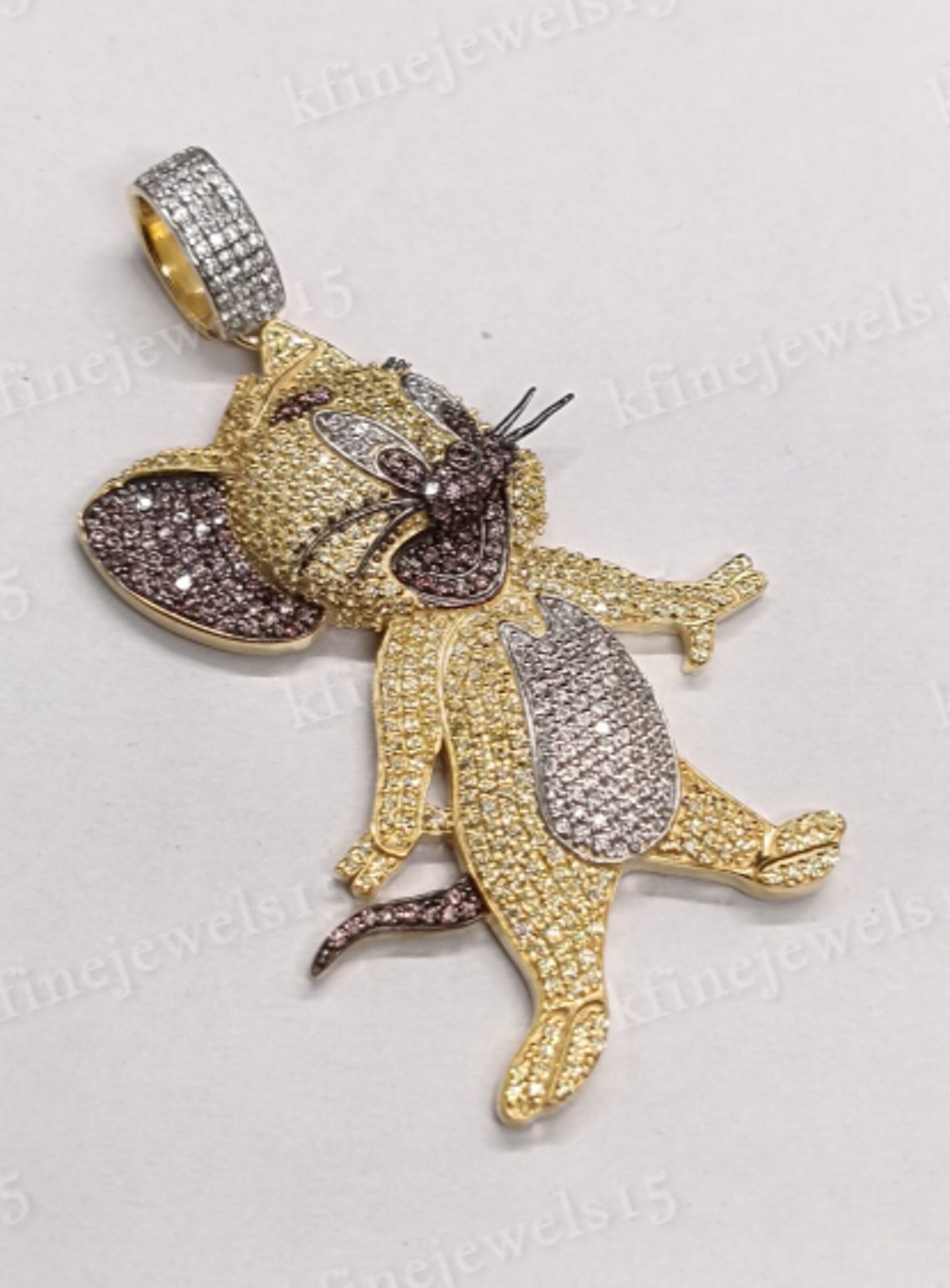 Diamond Jerry Mouse Cartoon Men's Pendant, Custom Cartoon Pendant, Men ...