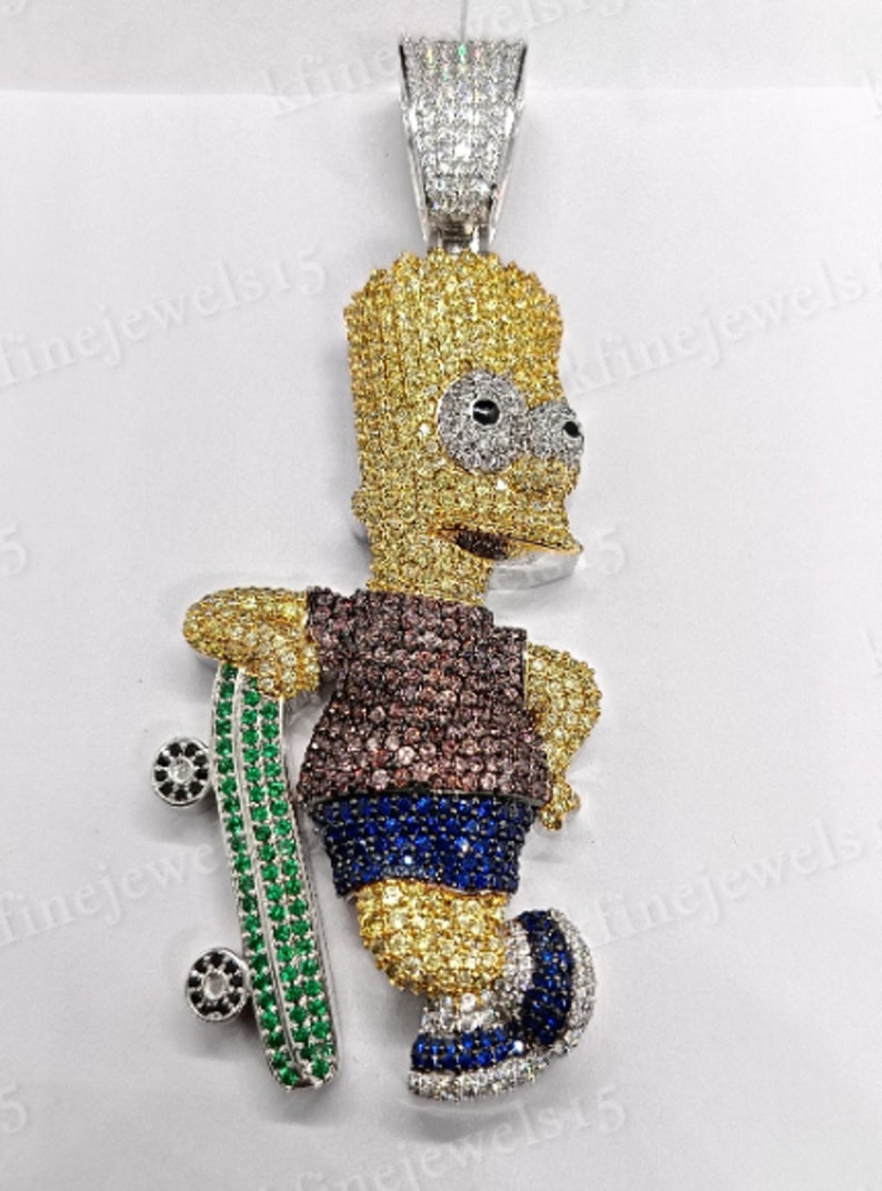 925 Silver 14K Gold Plated Cartoon Men's Pendant, Custom Cartoon ...