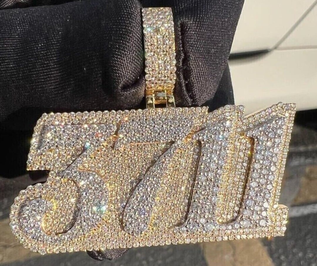 Custom Number Pendant, 925 Sterling Silver, Round Cubic Zirconia ...