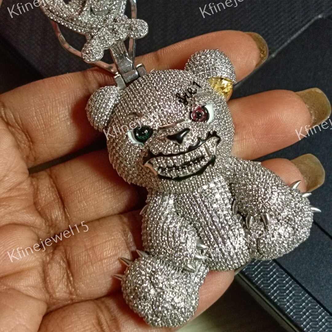 Evil Teddy Pendant, Round Cut Diamond,pendant for Mens & Womens ...
