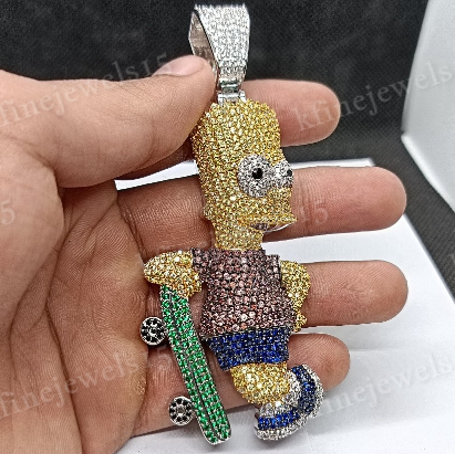 925 Silver 14K Gold Plated Cartoon Men's Pendant, Custom Cartoon ...