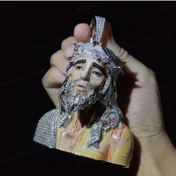 Iced Out Jesus Face Pendant - Etsy