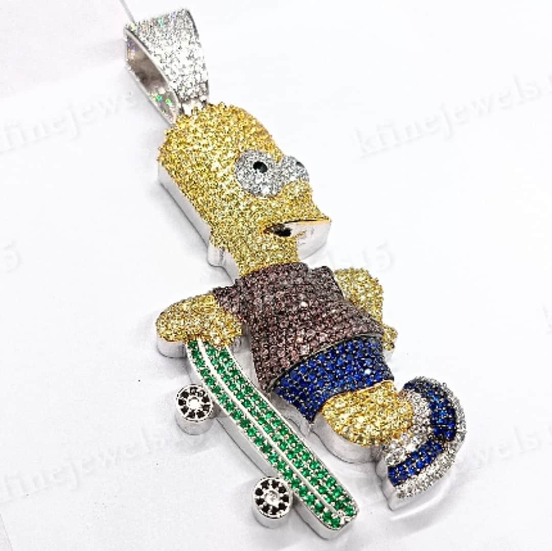 925 Silver 14K Gold Plated Cartoon Men's Pendant, Custom Cartoon ...