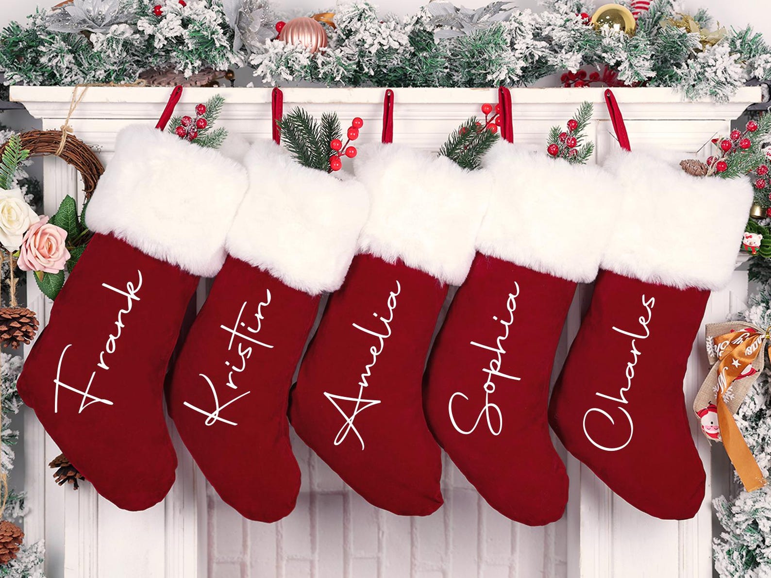 Personalized Red Plush Christmas Stocking: Custom Name Decor, 2025 ...