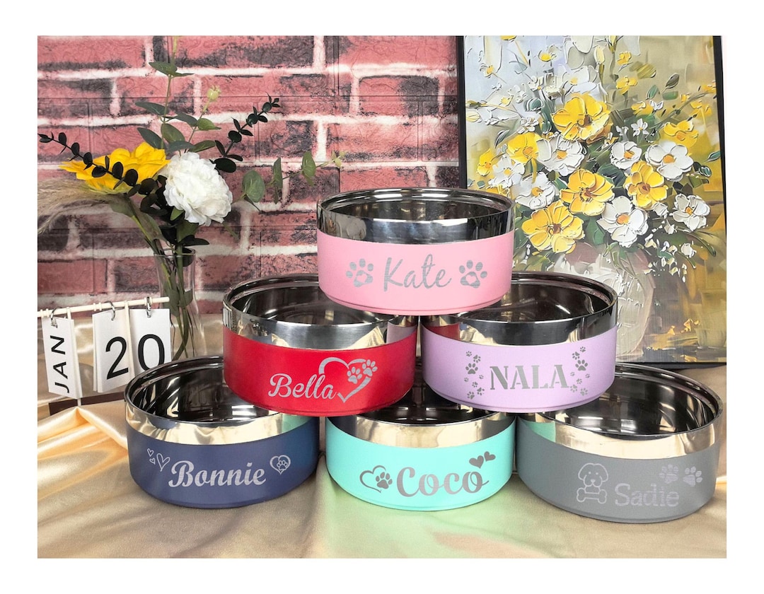 Custom Dog Bowls With Name,insulated Stainless Steel Pet Bowls for Food ...