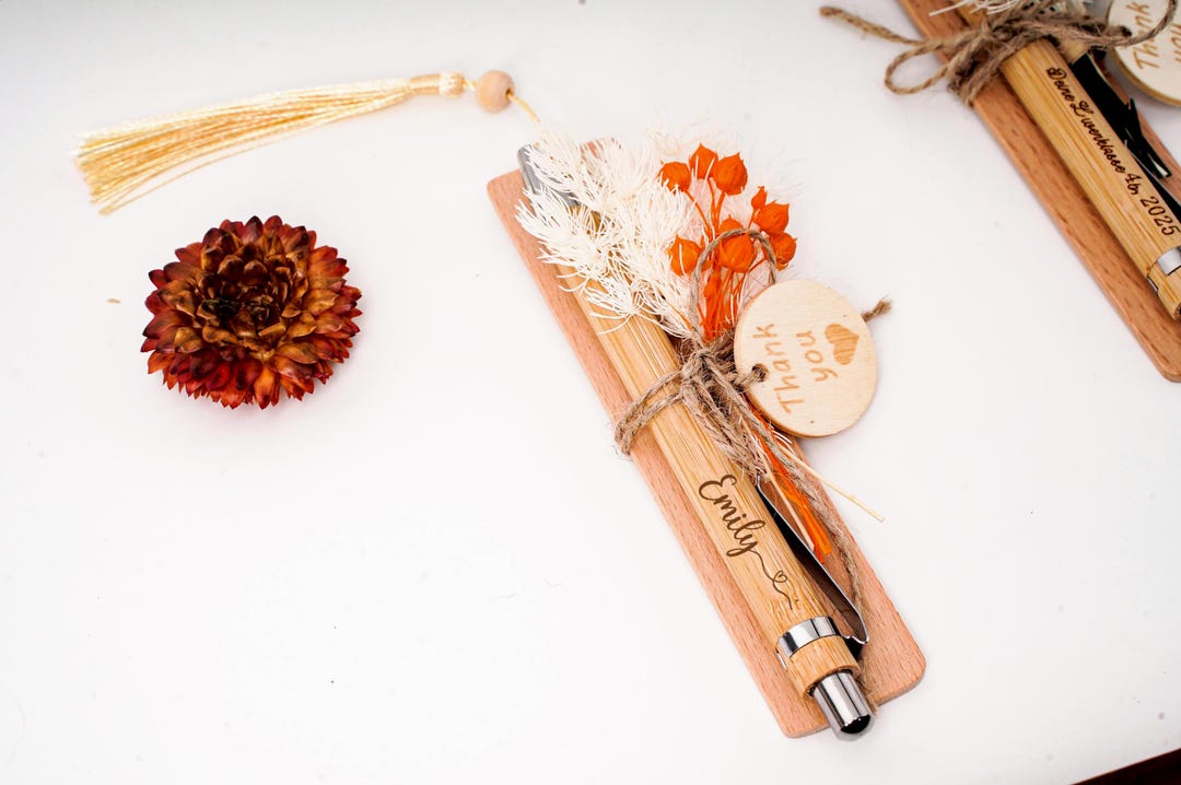 Custom Engraved Pen & Bookmark Set , Personalized Bamboo Pen , Thank ...