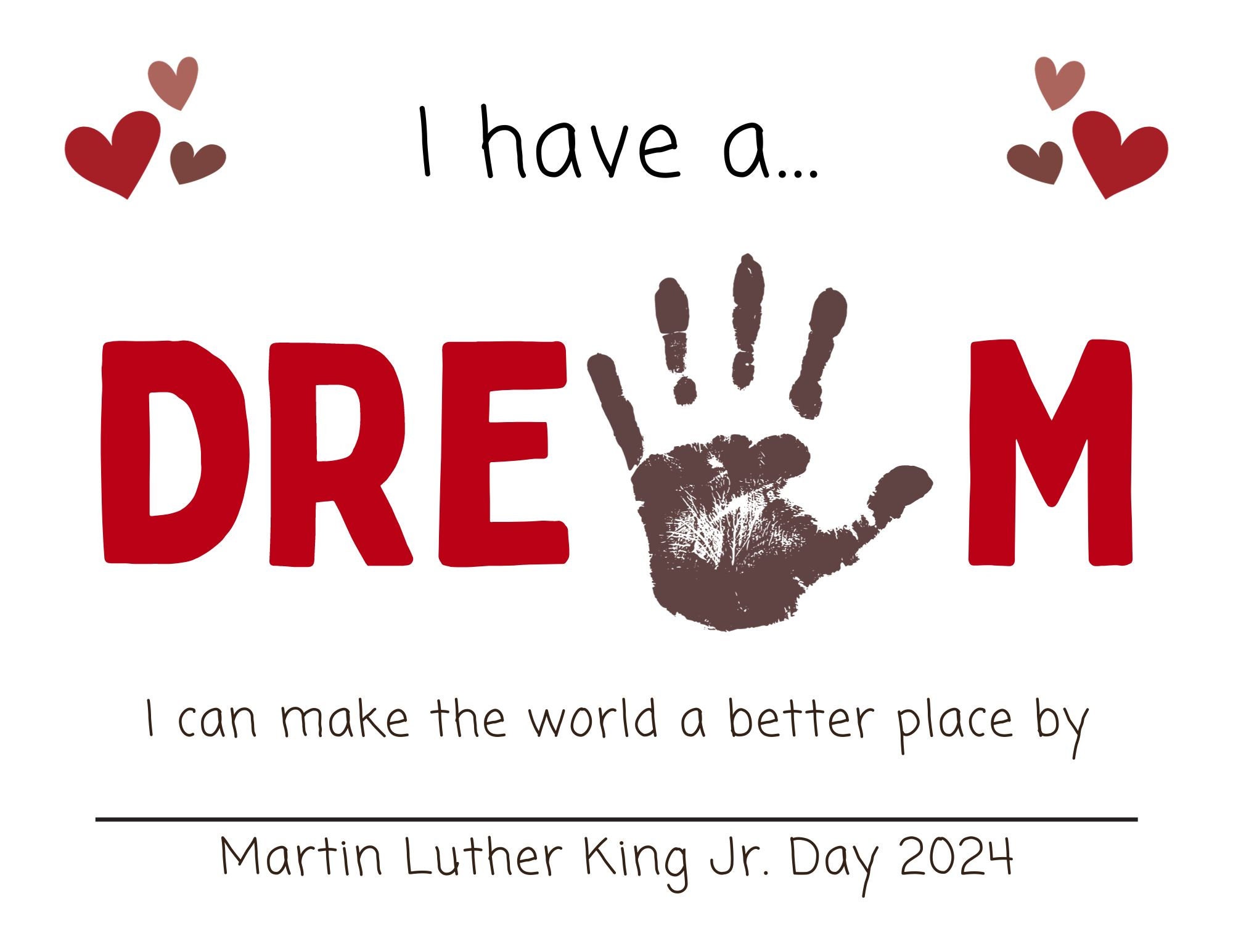 Black History Month Handprint Printable Handprint Template Martin ...