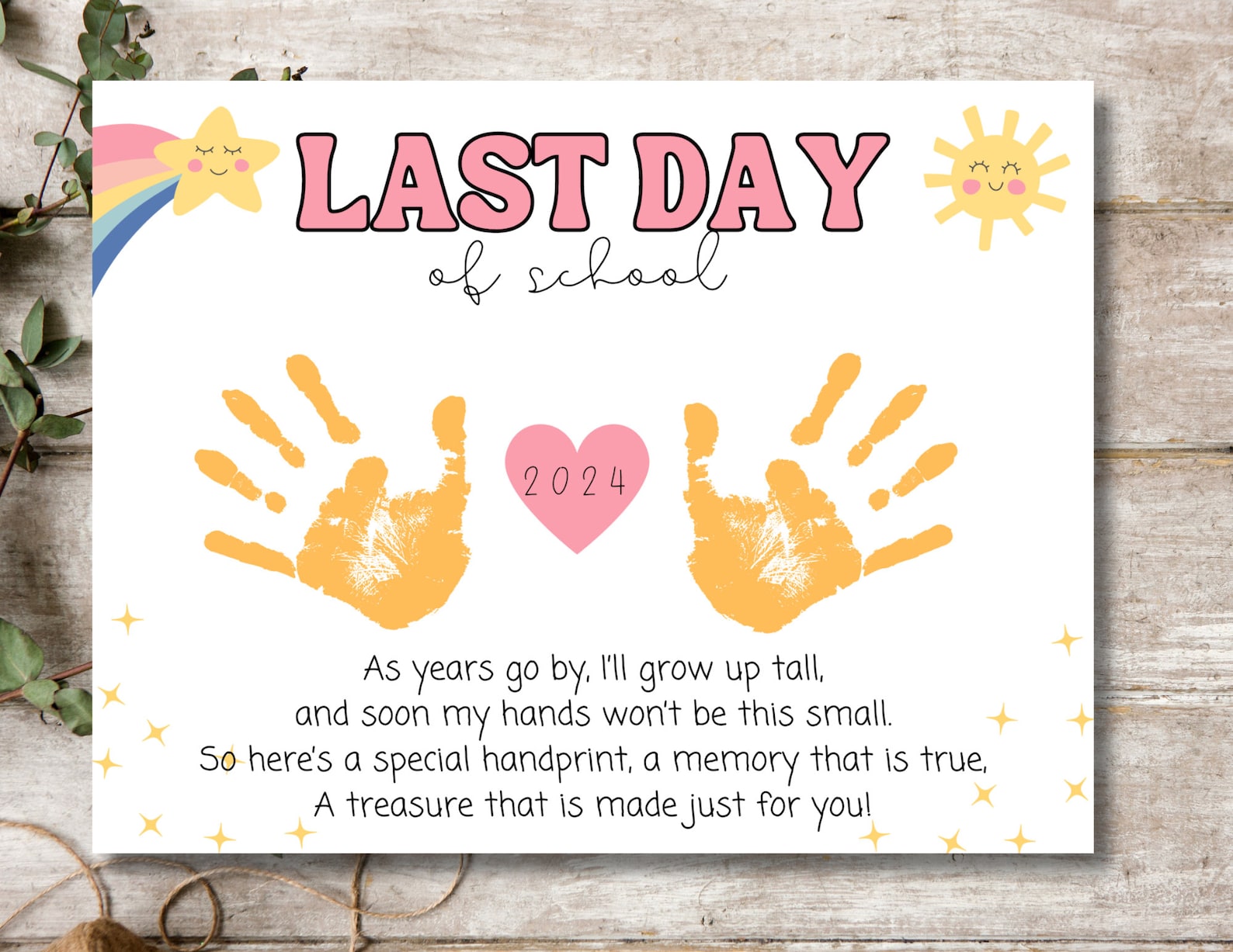 Last Day of School Handprint Craft Printable Graduation Craft Instant ...