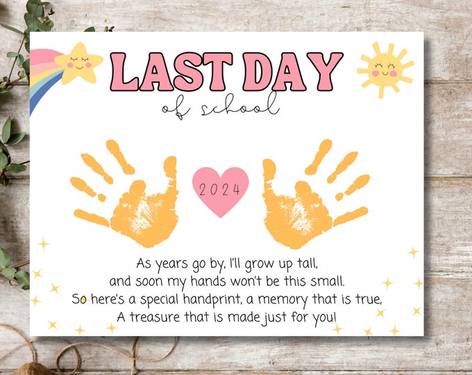 Last Day of School Handprint Craft Printable Graduation Craft Instant ...
