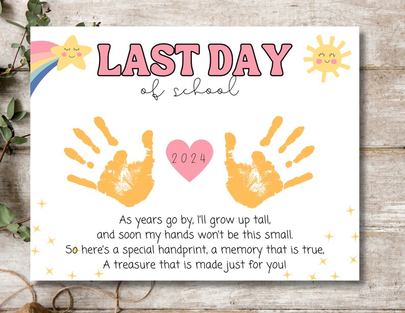 Last Day of School Handprint Craft Printable | Graduation Craft ...